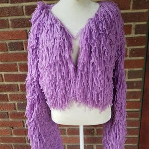 Handmade | Sweaters | Stylish Retro Boho Crochet Shaggy Fringe Jacket ...